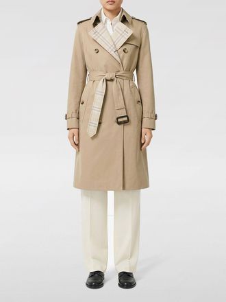 Burberry Zweireihiger Trenchcoat aus Baumwollgabardine mit Check-Futter