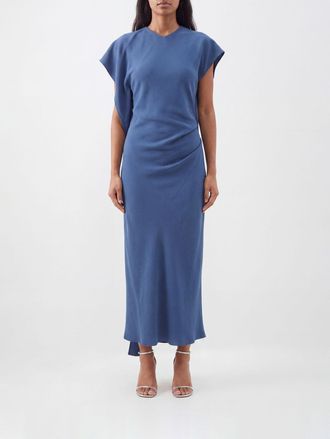 Victoria Beckham Robe midi asym&eacute;trique en jersey de viscose &agrave; coupe slim