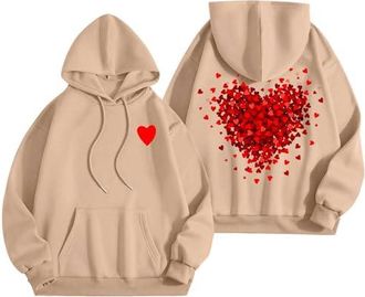 Generic Sweat &agrave; capuche &agrave; manches longues pour la Saint-Valentin 2026 pour femmes (4), kaki, XXL