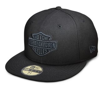 Harley-Davidson Harley-Davidson Herren Tonal Bar & Shield Logo 59Fifty Cap, Schwarz - Schwarz - MEDIUM