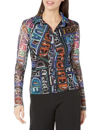 Desigual Womens TS_Lettering 5010 T-Shirt, Blue, XS