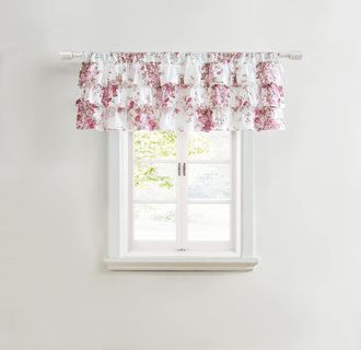 Shabby Chic Baumwoll-Perkal-Volant, ger&uuml;schte Blumenmuster, Fenstervorh&auml;nge (Abby Pink, 132,1 x 45,7 cm)
