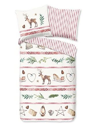 Good Morning Bettbezug für 1 Person, 135 x 200 cm, Flanell, Nr. 30096, gebrochenes Weiß