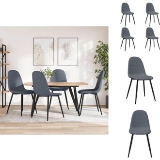 vidaXL Esszimmerst&uuml;hle 4 Stk. Dunkelgrau Samt - Esszimmerst&uuml;hle - Samtst&uuml;hle - Dunkelgraue M&ouml;bel - Stuhlset - Wohnzimmer Dekoration