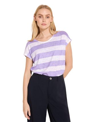 Street One Damen Gestreiftes T-Shirt smell of lavender,40