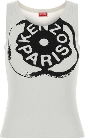 Kenzo Femme, Tops, Blanc, Taille: 40 FR Boke Flower 2.0 Ribbed Tank Top