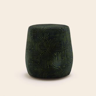 Madura Pouf Leah Bleu nuit et vert olive - BLEU