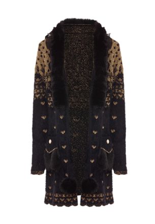 Faina Strickjacke Damen schwarz/gold