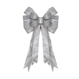 Generic Noeud d&eacute;coratif en tissu avec ruban m&eacute;tallique pour sommets de sapin de No&euml;l, portes, emplacements ext&eacute;rieurs adapt&eacute;s pour les couronnes, cl&ocirc;tures, ch