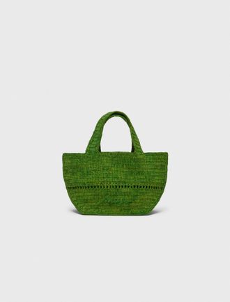 Maje Mini Cabas En Raphia Naturel - Vert - Maje