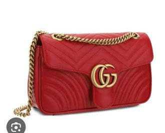 Gucci Small Red Calfskin Matelasse GG Marmont