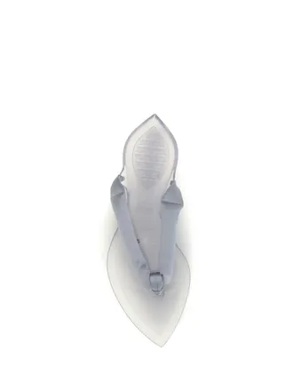 Alaia Padded Satin Thong Sandal - Silver