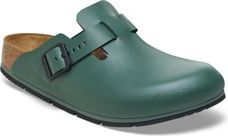 Birkenstock Boston Pro Leder Clogs - Hochwertige zertifizierte Berufsschuhe für Medizin, Gastronomie und Service, Farbe: Thyme, Gr: 37 Schmal