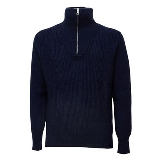 Amaranto Pullover mit halbem Rei&szlig;verschluss - - Knitwear - Herren - Blau - S