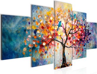 Runa Art Bild Wohnzimmer Schlafzimmer B&uuml;ro Abstrakt 5 Teilig Bunt Baum Wandbilder auf Vlies Leinwand 059853a