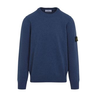 Stone Island Lambswool Rundhals-Pullover - - Knitwear - Herren - Blau - 2XL