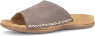 Gabor Pantolette GABOR, Damen, Gr. 37, braun (taupe), Nubukleder, Basic, Schuhe Pantolette, Sommerschuh, Schl&uuml;pfschuh mit Kontrastn&auml;hten, Topseller