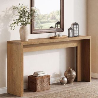 Tribesigns Tribesigns Table console 140 cm style farmhouse, table derri&egrave;re canap&eacute; en bois avec rangement, meuble &eacute;troit pour entr&eacute;e, couloir ou salon