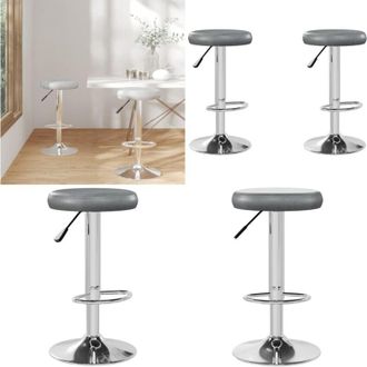 vidaXL Barhocker 2 Stk. Grau Kunstleder - Barhocker Set - K&uuml;chenhocker - Drehbares Hocker - Gaslift H&ouml;henverstellbar - Kunstledersitzfl&auml;che - Home & Living
