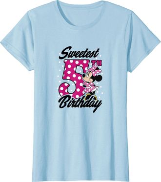 Disney Der s&uuml;&szlig;este 5. Geburtstag von Disney Minnie Maus mit rosa Punkten T-Shirt