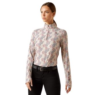 Ariat Womens Lowell 3.0 1/4 Zip Baselayer Top Long Sleeve in Leafy Print, Size X-Large, by Ariat