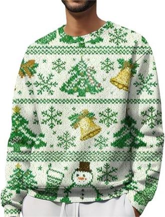 Generic Sweats à capuche pour homme - Automne - Imprimé 3D - Col rond - Pull à capuche décontracté - Haut à manches longues - Sweatshirt décontracté, Vert, XX