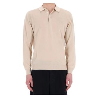 Drumohr Beiges Langarm-Poloshirt - - Tops - Herren - Beige - 2XL