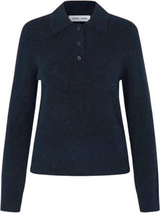 Sams&oslash;e & Sams&oslash;e Sanoura LS Polo - Femme - Tops - Bleu - Taille: 36 FR