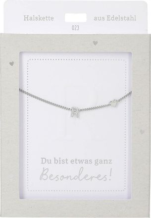 Depesche 13895.23 Halskette mit Buchstabe R und Herz, versilbert, variabel in der Länge tragbar (42 cm + 5 cm), als Geschenk oder kleine Aufmerksamkeit