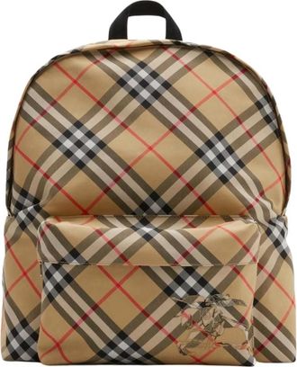 Burberry Homme, Sacs, Beige, Taille: ONE Size Check Print Backpack