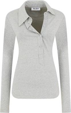 The Attico Polo &agrave; col asym&eacute;trique en coton m&eacute;lang&eacute;