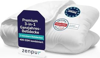 ZenPur Premium Bettdecke 200x200cm 4 Jahreszeiten, Ganzjahresdecke Steppdecke 200x200 - Warm im Winter & Kühl im Sommer, 2 kombinierbare Bettdecke Decke 200x