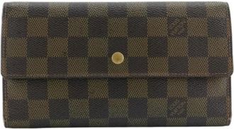 Louis Vuitton Portefeuille long Damier (&agrave; deux volets) doccasion - Femme - Pre-owned - Brun - Taille: ONE Size