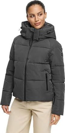 Navahoo Veste dhiver pour femme (XS-XXL) - Matelass&eacute;e, capuche amovible, 5 poches - N067, anthracite, S