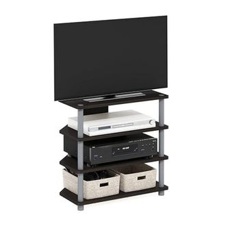 Furinno TV-Schrank mit 4 Ablageflächen, holz, Espresso/Schwarz, 37.08 x 37.08 x 58.93 cm