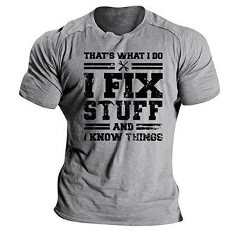 Generic T-shirt pour homme avec col rond manches courtes tendances int&eacute;ressantes &eacute;t&eacute; loisirs sport t-shirt ample, gris, XL