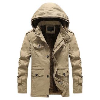 Generic Parka homme, manteau dhiver d&eacute;contract&eacute; de style militaire, veste parka avec capuche amovible, v&ecirc;tement dext&eacute;rieur chaud et isol&eacute;, kaki, taille 5XL