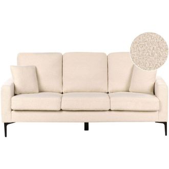 Beliani Beliani - Sofa Beige Boucl&eacute; 3-Sitzer Dicke Polsterung mit 2 Dekokissen Metallf&uuml;&szlig;en Freistehend f&uuml;r Wohnzimmer Flur Diele B&uuml;ro