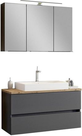 Held Badezimmer Held M&ouml;bel Pienza, Grau, Eiche, Holzwerkstoff, 2 Schubladen, 100 cm, Made in Germany, h&auml;ngend, Badezimmer, Badm&ouml;belsets & Badm&ouml;belserien, B