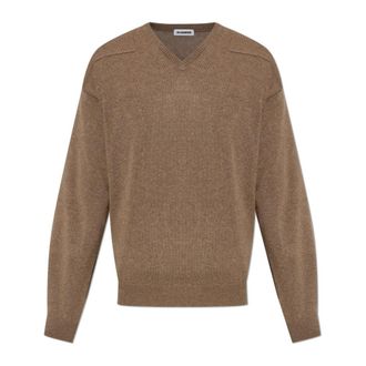 Jil Sander Wollpullover mit V-Ausschnitt - - Knitwear - Herren - Braun - XL