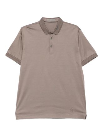 Corneliani polo à col côtelé - Marron