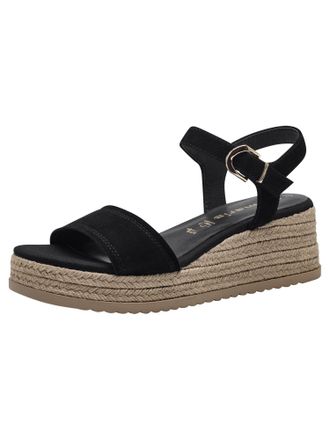 Tamaris Damen Plateau Sandalen Leder Sommer; BLACK/schwarz; 38 EU