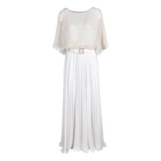 Access Fashion Access Fashion, Femme, Robes, Blanc, Taille: 38 FR Abito lungo plissettato