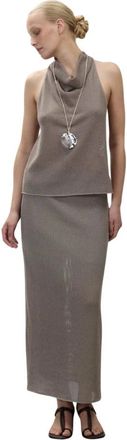 Alysi Femme, Jupes, Gris, Taille: 42 FR Maxi Skirt
