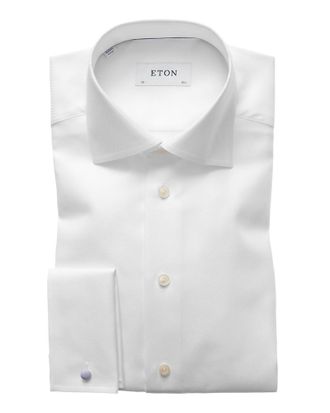 Eton Unifarbenes Twill-Hemd mit Schmuckknopf an Manschette, Contemporary in