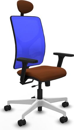 Piqueras y Crespo Sicherheitsstuhl mit 3D-Armen, h&ouml;henverstellbarer Lendenwirbelst&uuml;tze und festem Kopfteil, ausgestattet mit Syncro/Traslack und Schneideschaum, Blau/Br