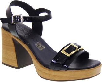 OH! MY SANDALS Oh My Sandals 5397 Sandales de sport pour femme, peinture à talons gros, 8 cm, semelle en caoutchouc, Noir, 40 EU