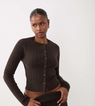 the frolic ensemble 2 pi&egrave;ces en maille torsad&eacute;e exclusif couleur chocolat-Marron