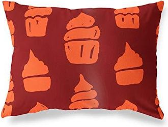 Bonamaison Le Jardin du Lin Kissen Zierkissenbezug Orange-Bordeaux Kissenbezug, Weich Bequem, Für Zuhause Autos Büro Sofa Wohnzimmer Couch Schlafzimmer Dekor, 35