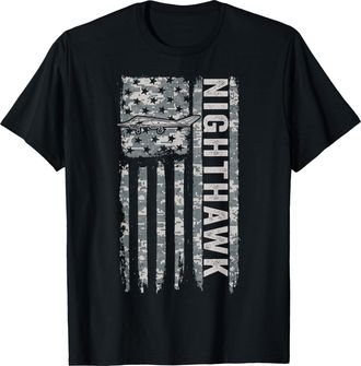 The Salty Veteran Nighthawk F117 Amerikanische Flagge Milit&auml;r Camo T-Shirt